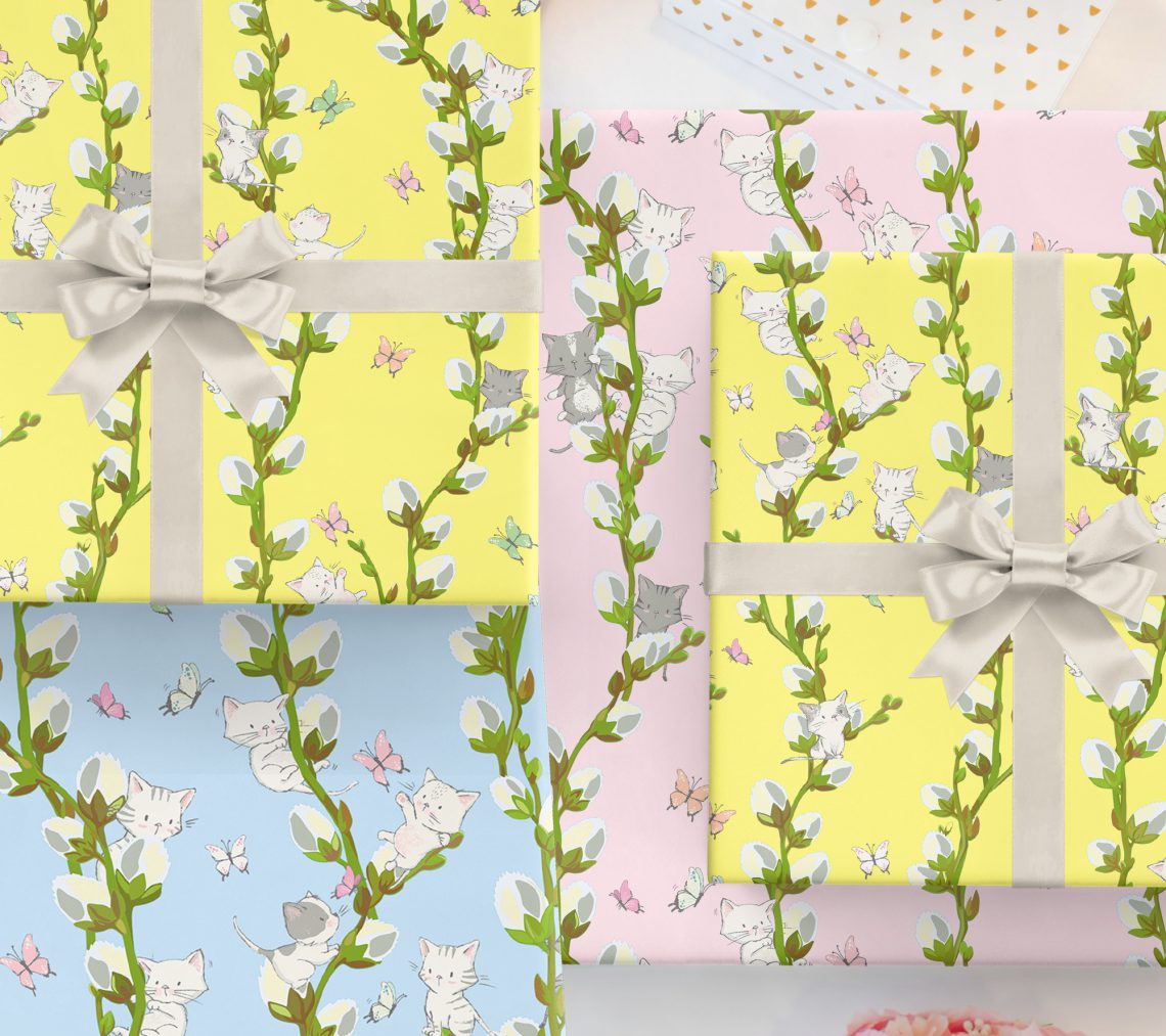 Pussy Willow Kitty Cat Wrapping Paper – Loralee Lewis