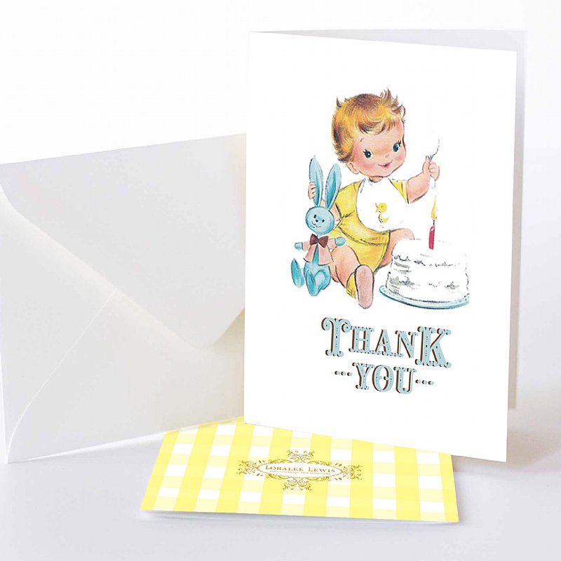 Vintage First Birthday Thank You Notes